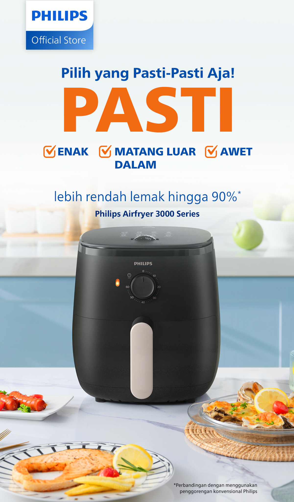 Jual Philips Airfryer Termurah Low watt - 800 watt - HD9100/80 Analog - Multifungsi - air fryer ...