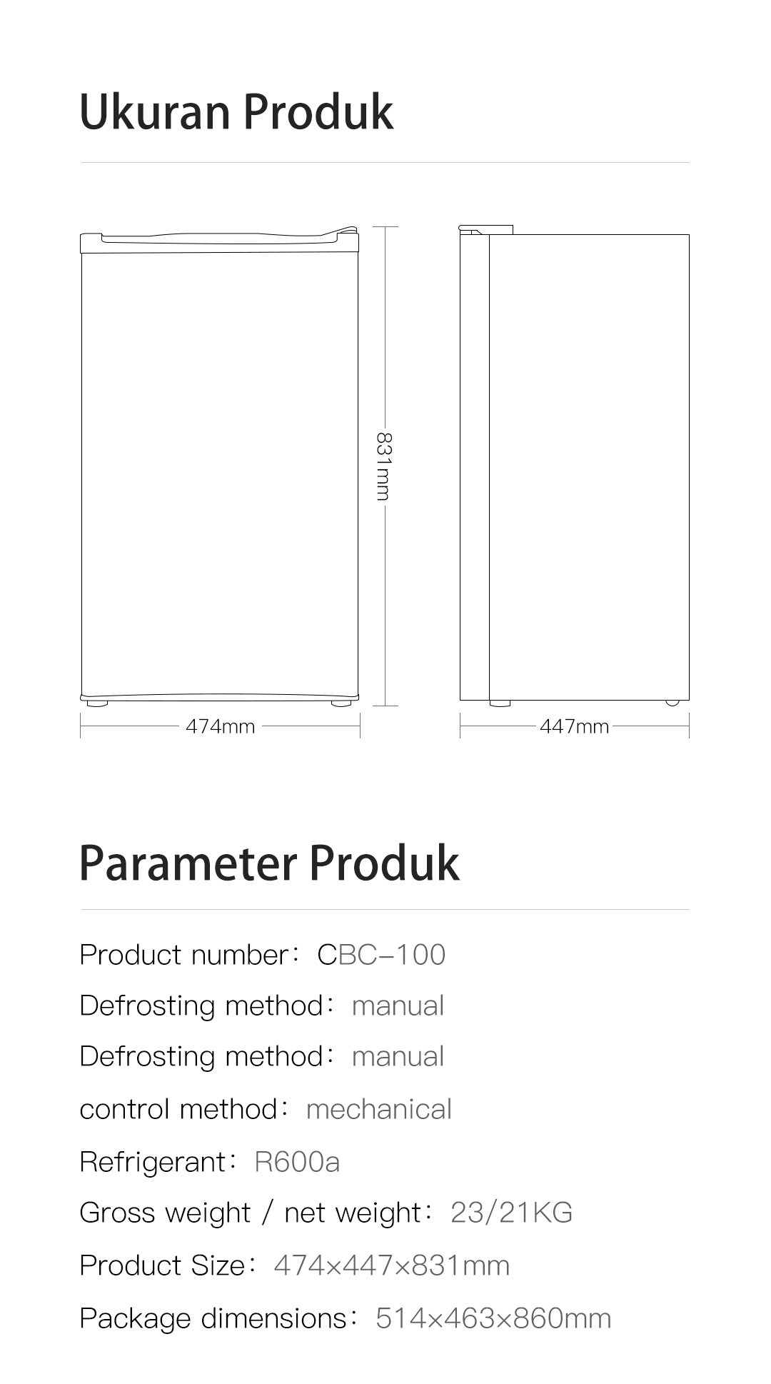 Jual TERLARIS Changhong Kulkas 1 pintu Lemari Es Kapasitas 100 Liter ...