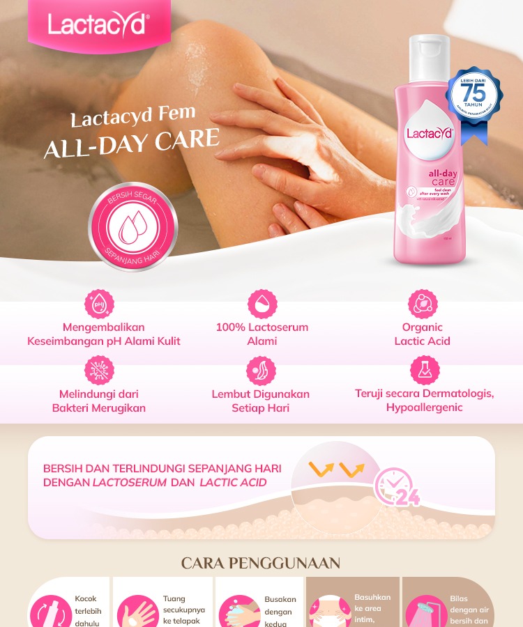 Jual Lactacyd All Day Care Feminine Wash 150mL - Pembersih Kewanitaan untuk Melindungi dari ...