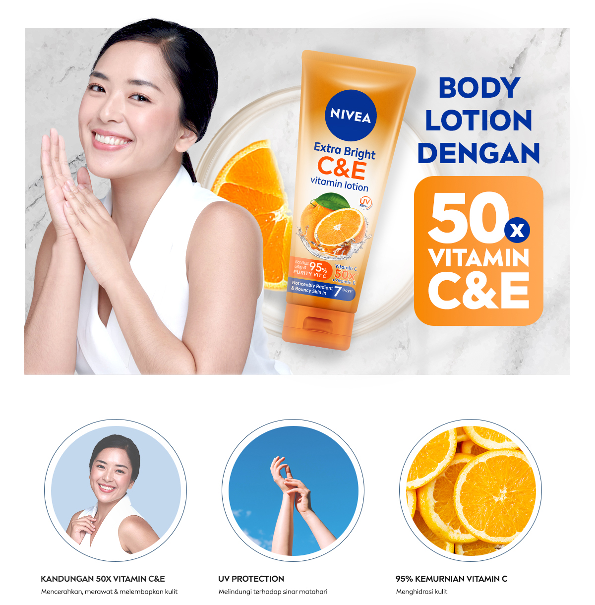 Jual NIVEA Body Lotion Extra Bright C&E Vitamin Lotion 300ml - Handbody SPF serum UV Filter ...