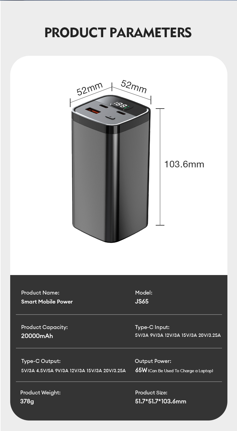 Jual EYD 65W Powerbank 20000mAh/PD3.0 Super Fast Charging Laptop Power ...