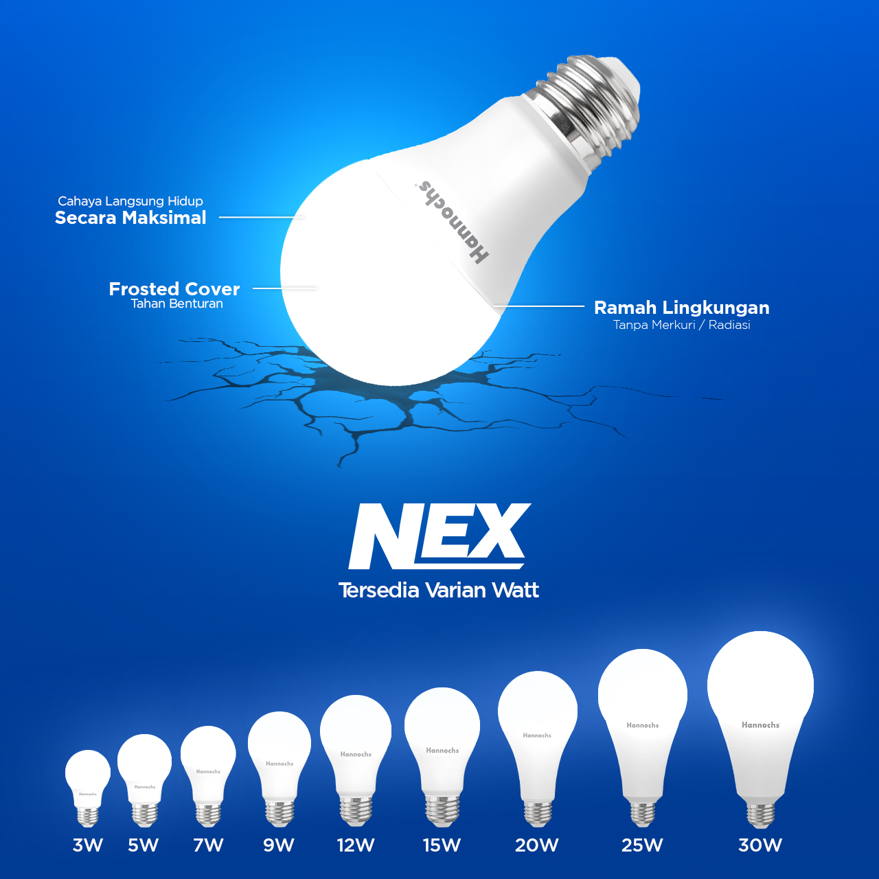 Jual Hannochs Lampu Bohlam LED NEX 12W Cahaya Putih ( BELI 4 GRATIS 1 ) | Shopee Indonesia