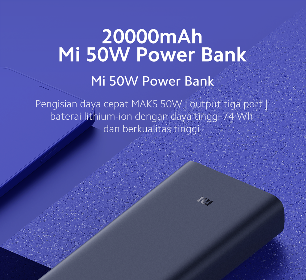 Jual Xiaomi Power Bank 50W 20000 mAh | Pengisian daya cepat MAKS 50W | Output 3 port | Baterai ...