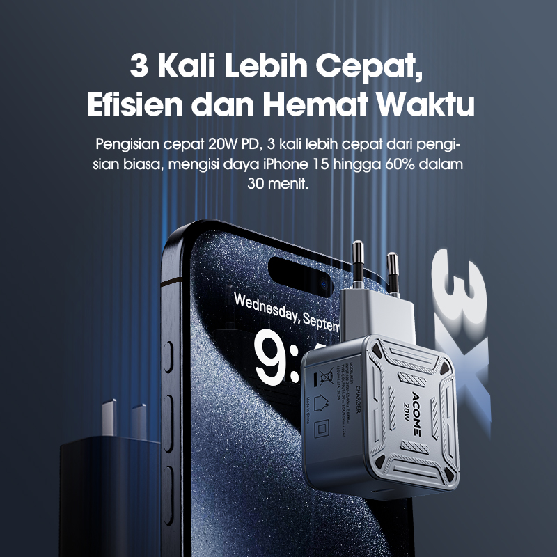 Jual ACOME Charger AC21 Adaptor Port Type-C PD 20W Desain Mecha Fast ...