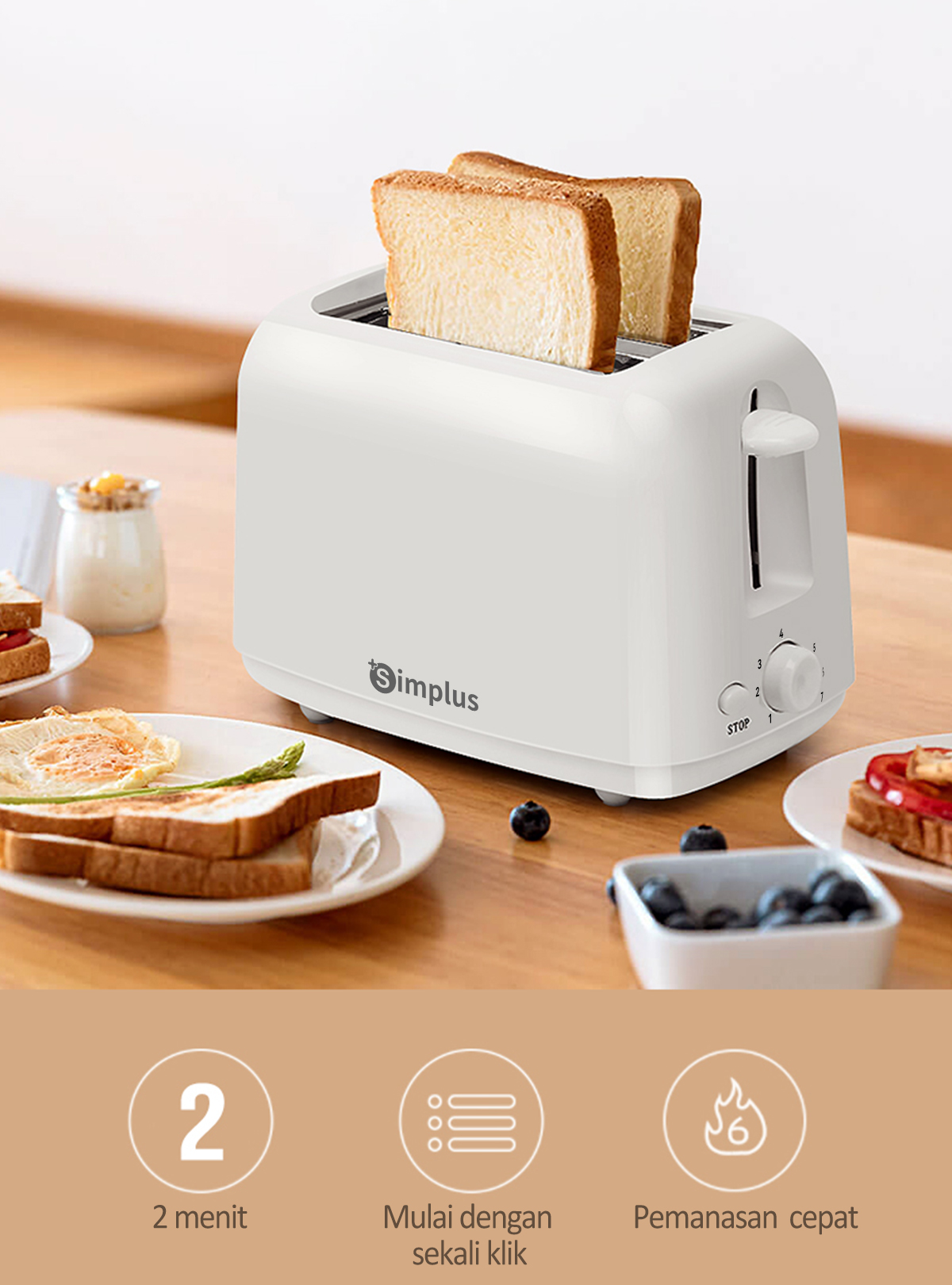 Jual Simplus Toaster Pemanggang Roti 2 Slot bakar listrik Multifungsi ...