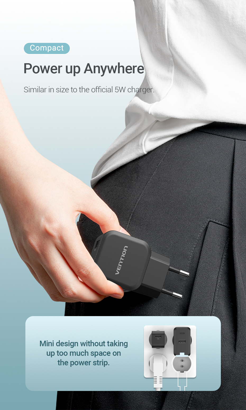 Jual Vention Fast Charger USB Adaptor Mini Small Android Apple QC 3.0 ...