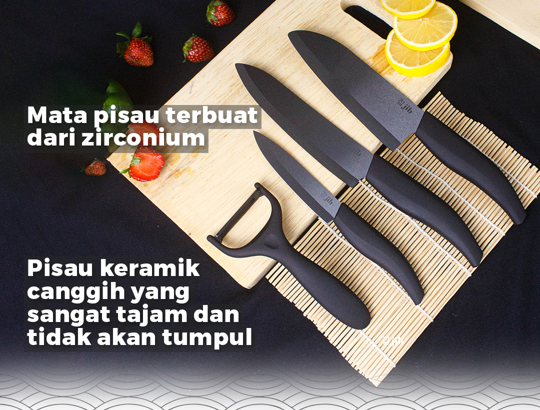 Jual JIB Ceramic Knife Set 3 + 1 / Pisau Set Keramik / Ceramic Knive ...