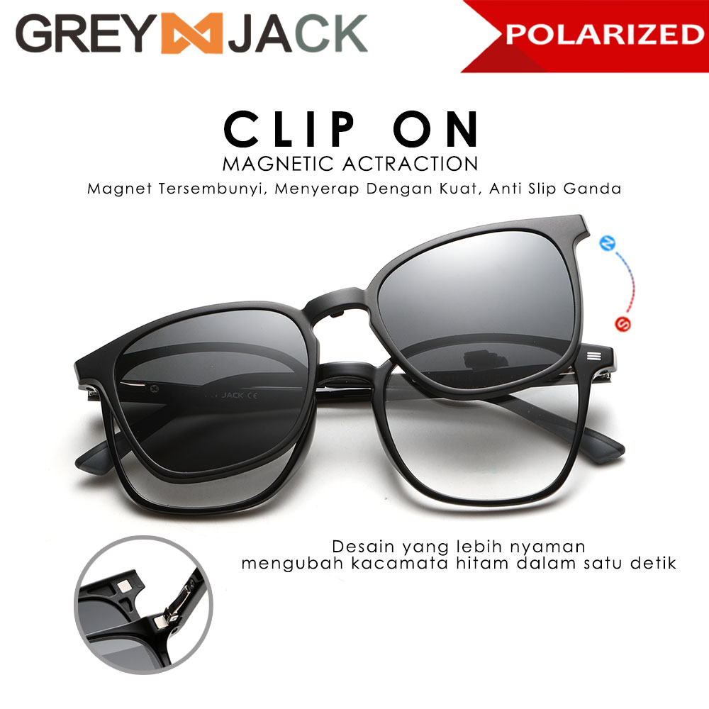 Jual Grey Jack Kacamata Clip On 4in1 Model Semi Kotak Ringan Bahan TR90 Fashion Pria dan Wanita ...
