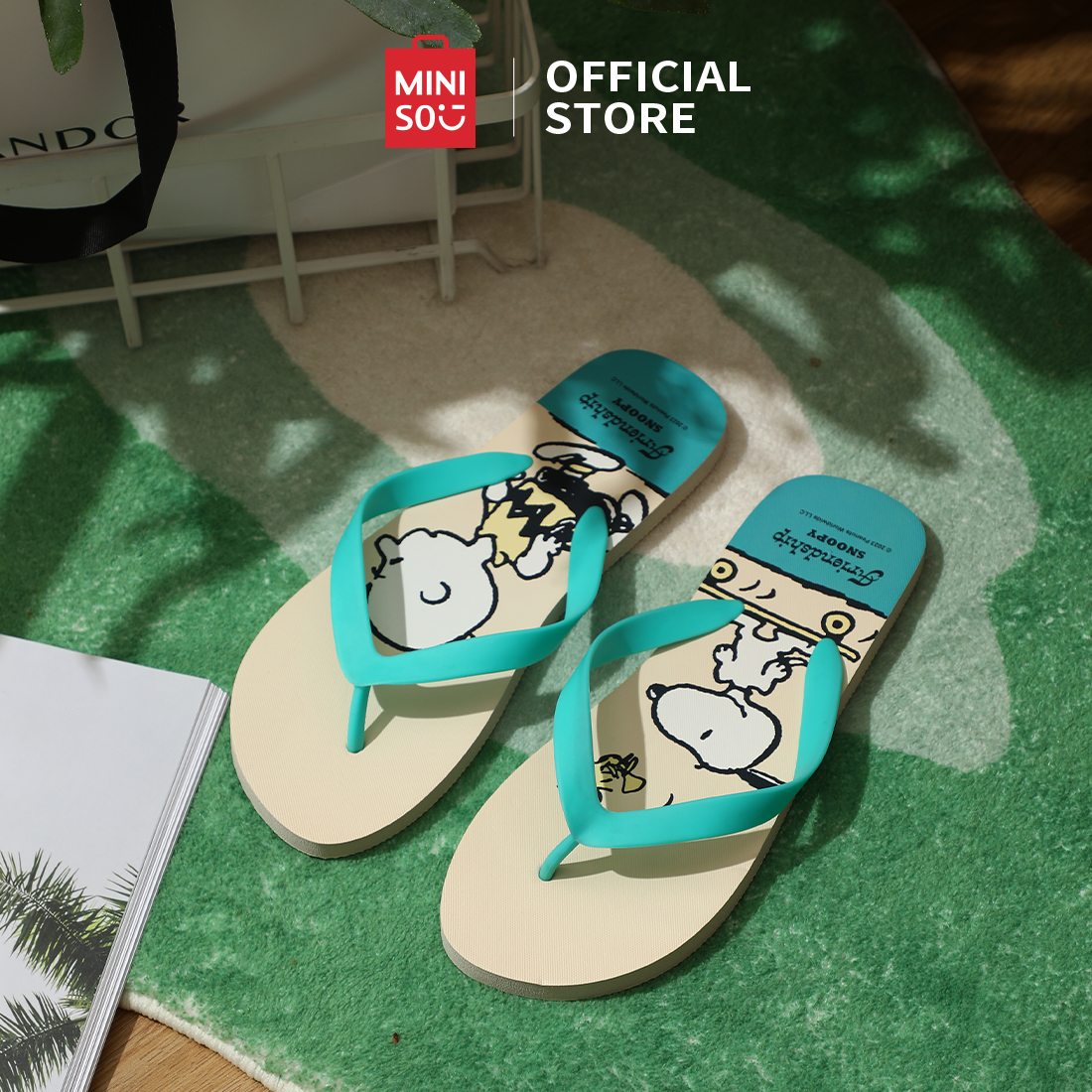 Jual MINISO Snoopy Sandal Jepit Wanita Uniseks Pria dan Wanita Sandal ...