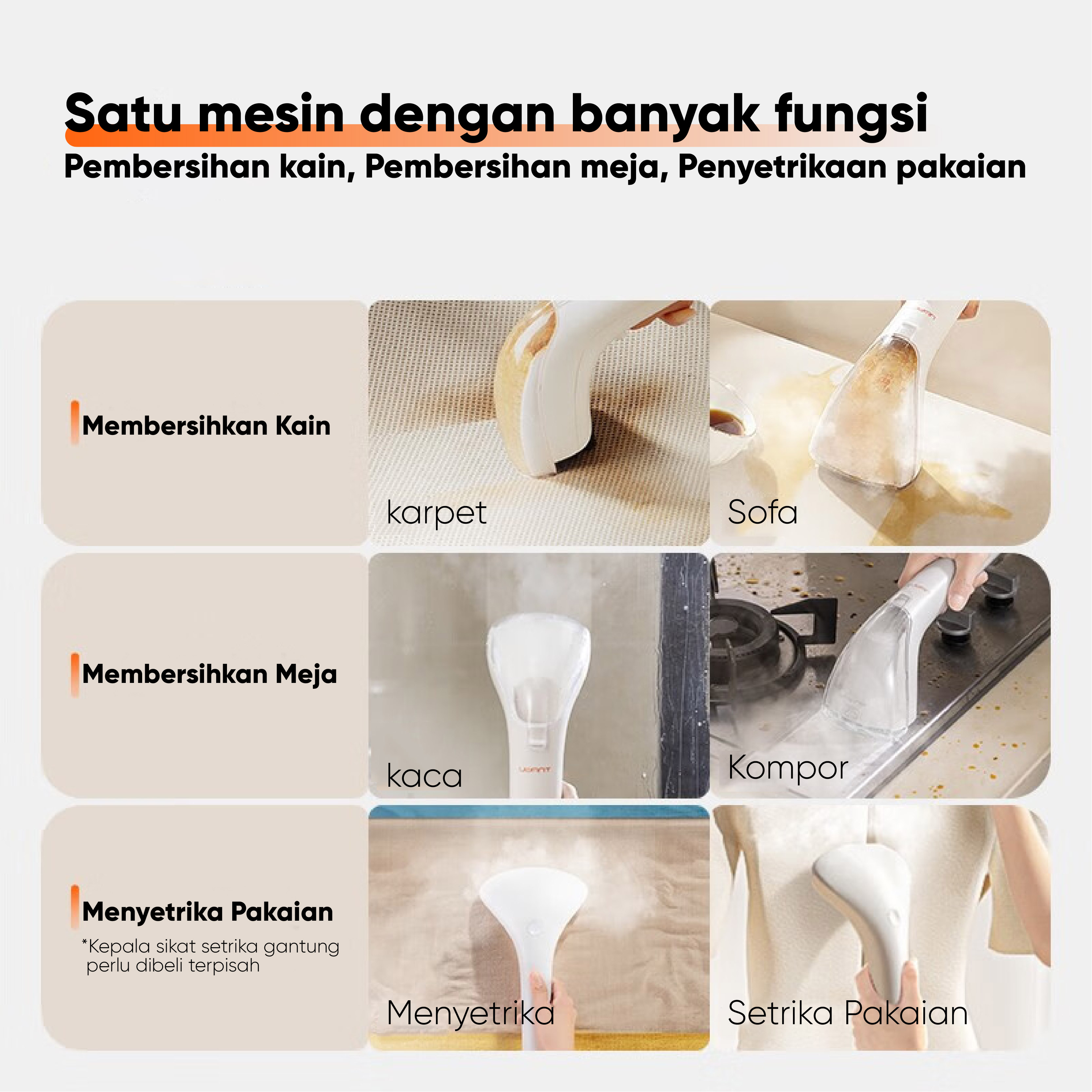 Jual Uwant B200 Suction Wet Vacuum Cleaner 12Kpa Steam Spot Cleaner ...