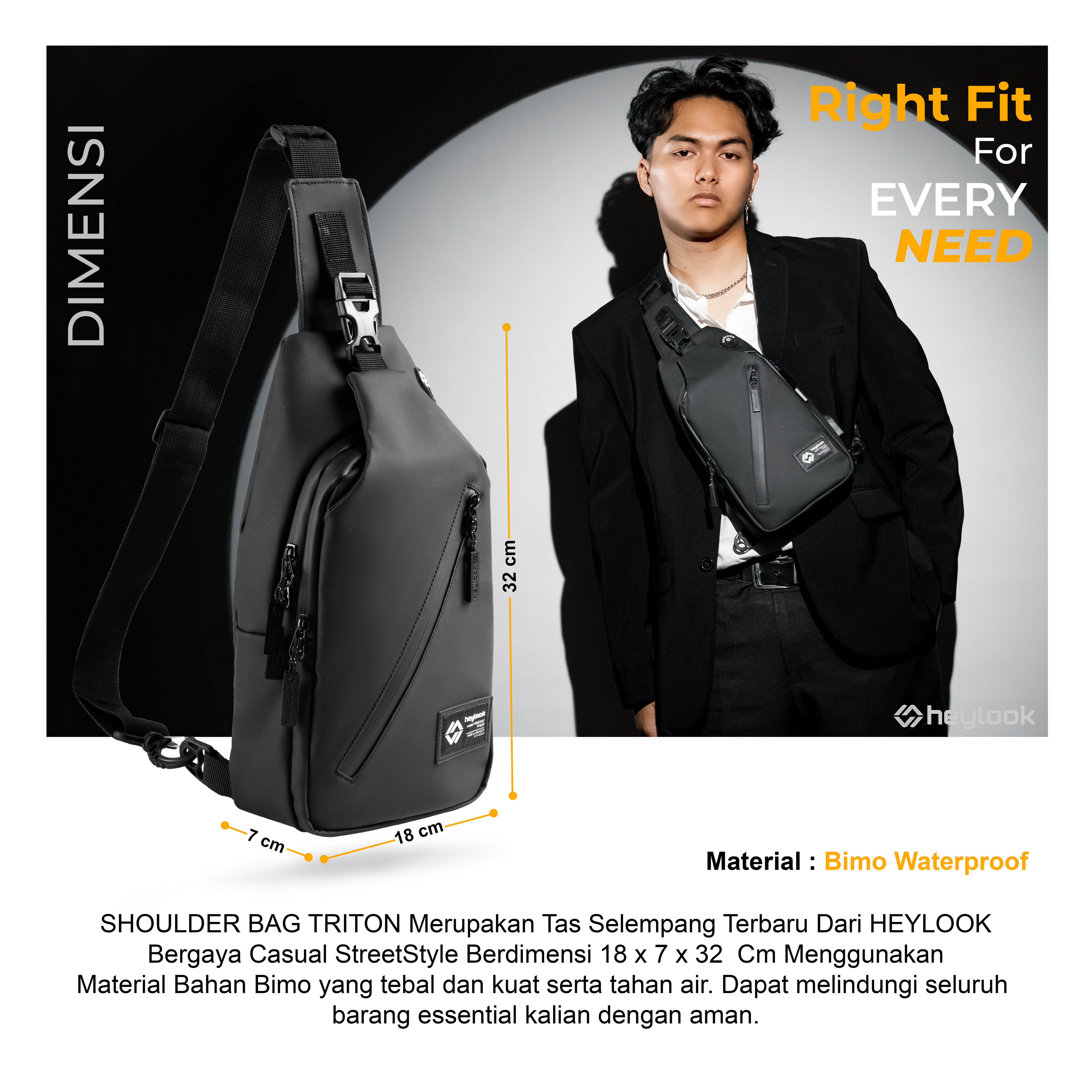 Jual HEYLOOK Official - Tas Selempang Pria TRITON Sling Bag Cowok Waist ...