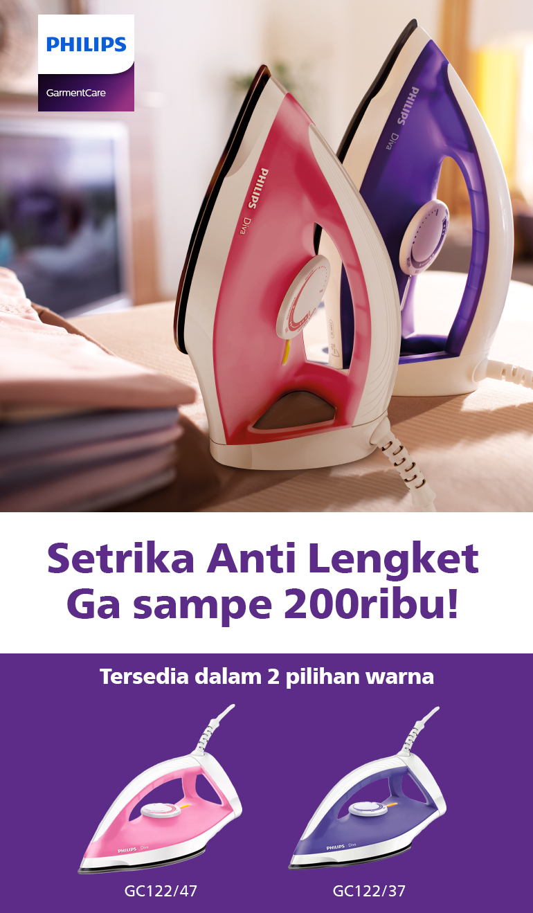 Jual Setrika Philips Diva GC122/47 Pink - Setrikaan promo murah, Tapak Strika Anti Lengket ...