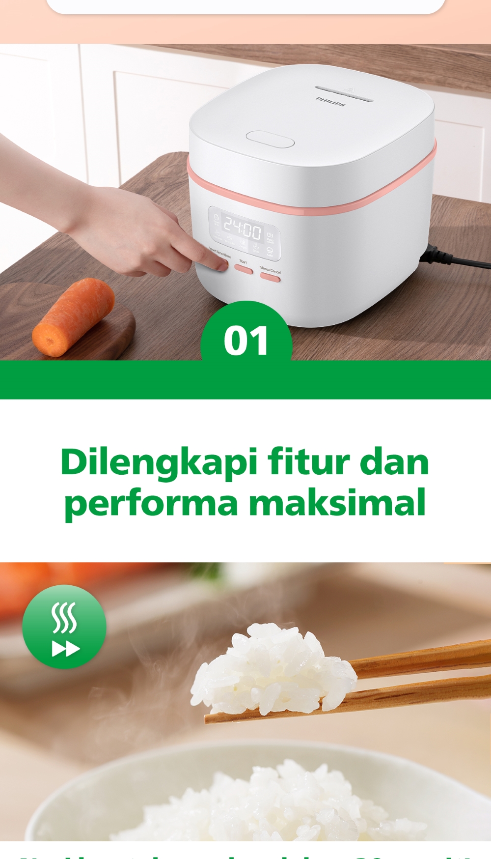 Jual Philips Mini Digital Rice Cooker / Magicom HD3064/33 0.54 L - 400 ...