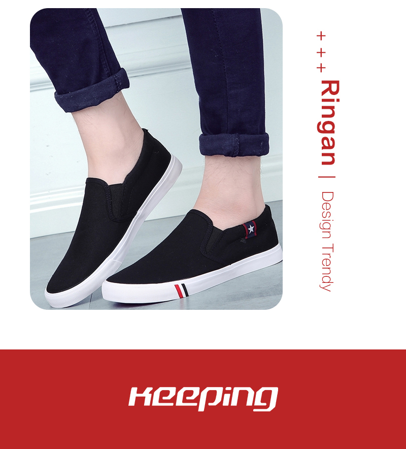 Jual Keeping Sepatu Slip On Pria Sepatu Hitam Cowok Kanvas Sneakers Slop Wakai Casual Spatu ...