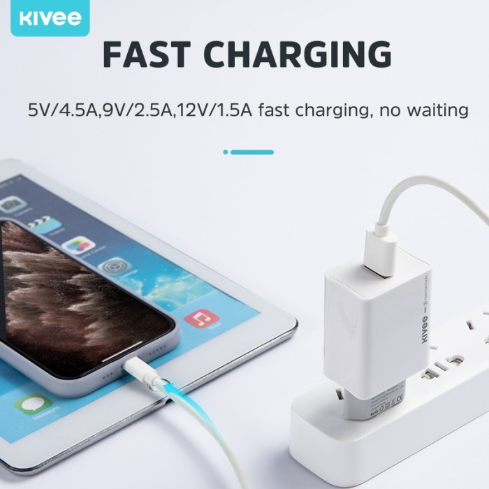Jual Kivee charger Adapter USB 22.5W QC3.0 + PD Fast Charging iphone ...