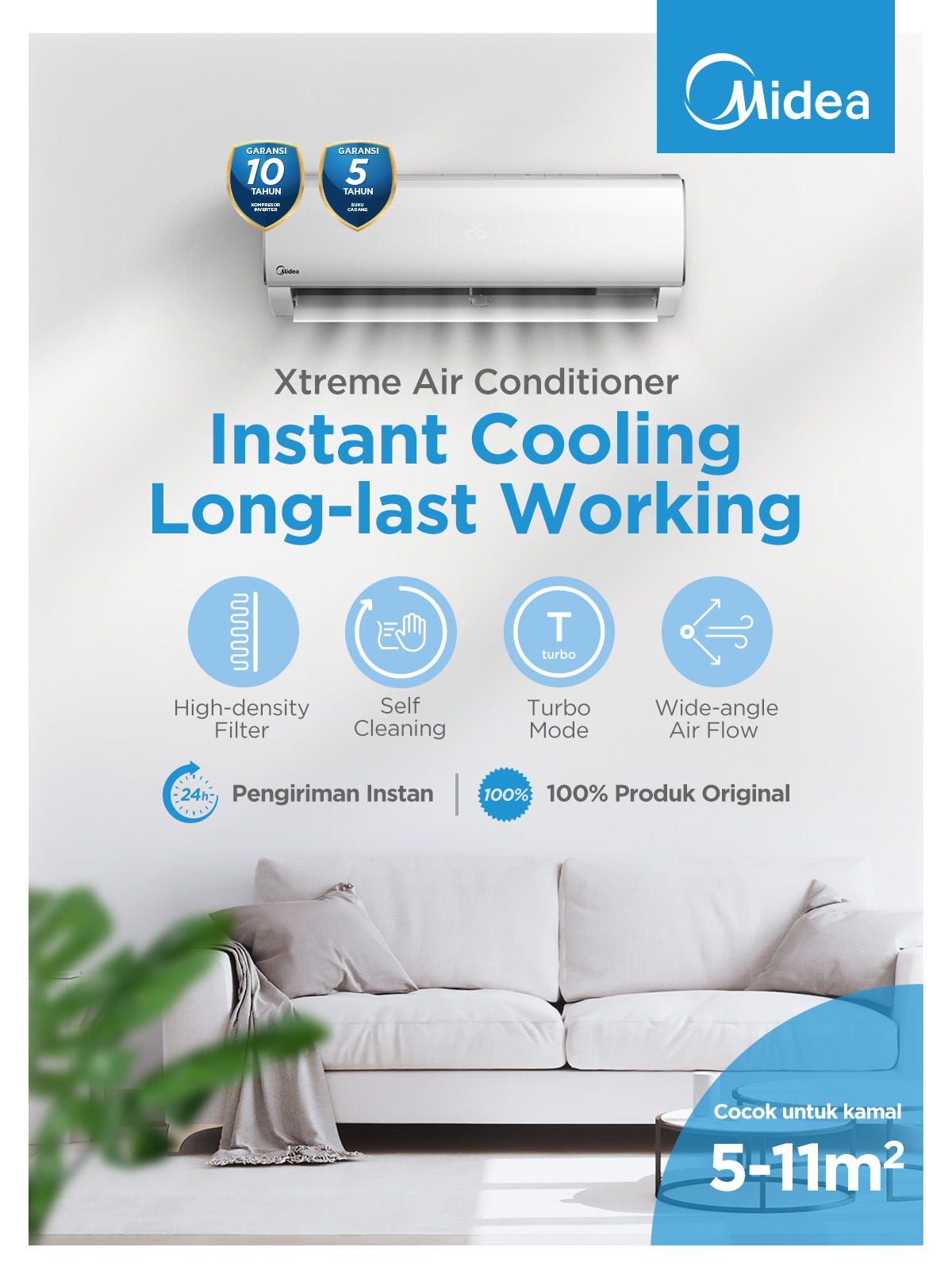 Jual Midea AC Standard 2 PK R32 Series MSAF-18CRN2X (Unit Indoor ...