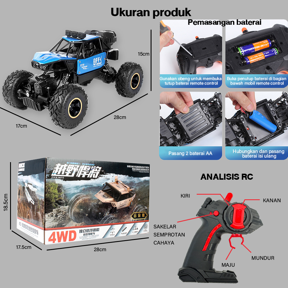 Jual WETECH Mobil Remote Control Spray 2.4GHZ 2WD Besar Mobil Mobilan Offroad Alloy Climbing Car ...
