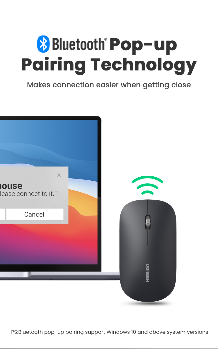 Jual UGREEN Mouse Wireless Silent Klik Dual Koneksi Bluetooth + Dongle ...