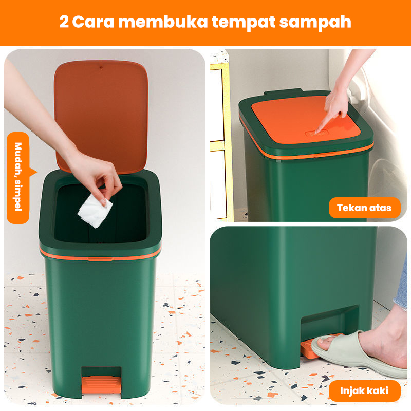 Jual Halu Tempat Sampah Injak 8L Tong Sampah Plastik Tertutup Trash Bin Kotak Sampah Dapur ...