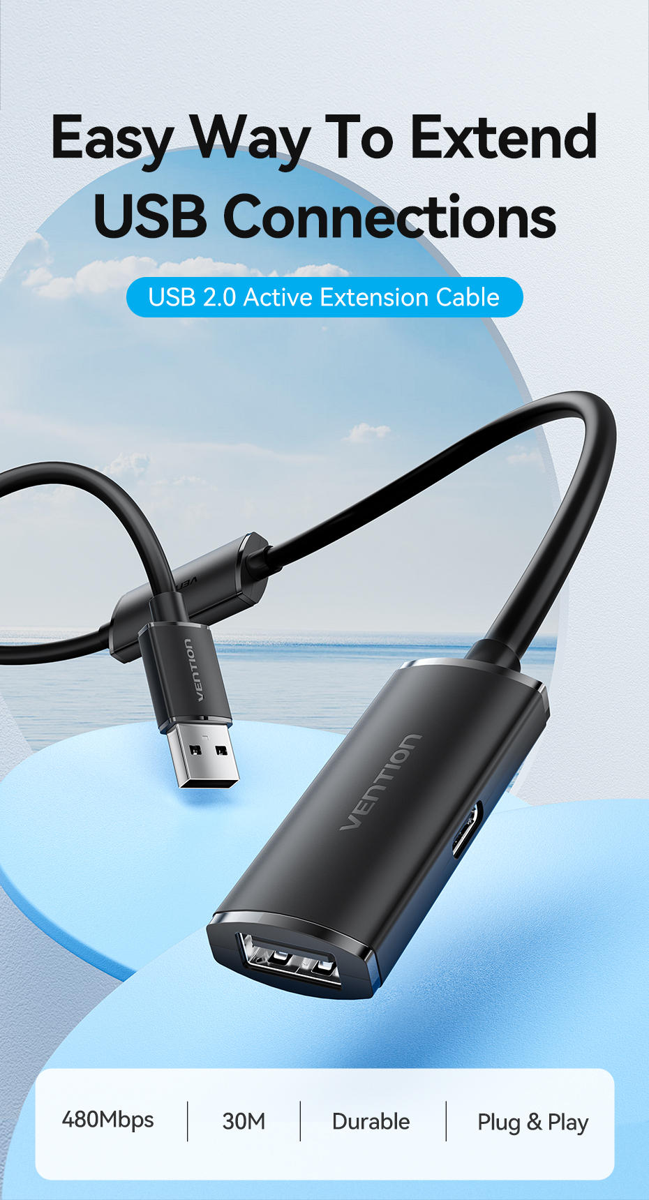 Jual Vention Kabel Perpanjangan Extension USB A 3.0 2.0 Male to Female ...