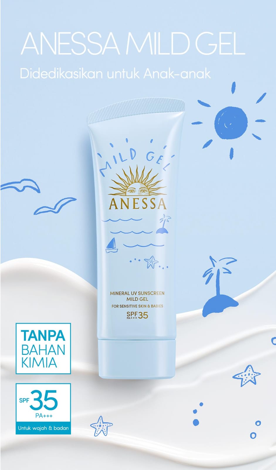 Jual Anessa - Moisture UV Sunscreen Mild Gel 90g - Sunscreen Kulit Normal / Kering SPF 35+ PA ...