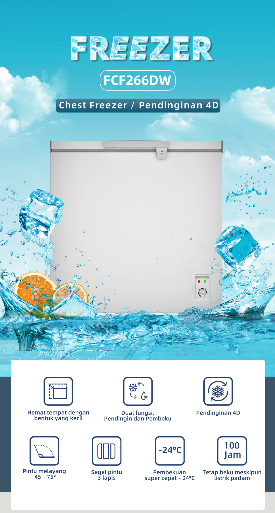 Jual Changhong Chest Freezer FCF266DW Kapasitas 210 Liter (fast ...