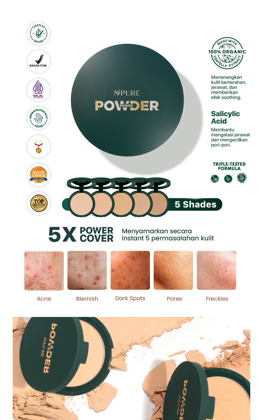 Jual NPURE ACNE POWER COVER Power Powder / Bedak Cover Jerawat / Powder ...