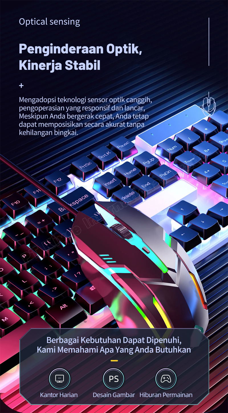 Jual BASIKE Mouse Gaming Wired RGB LED for PC Laptop Komputer Windows ...