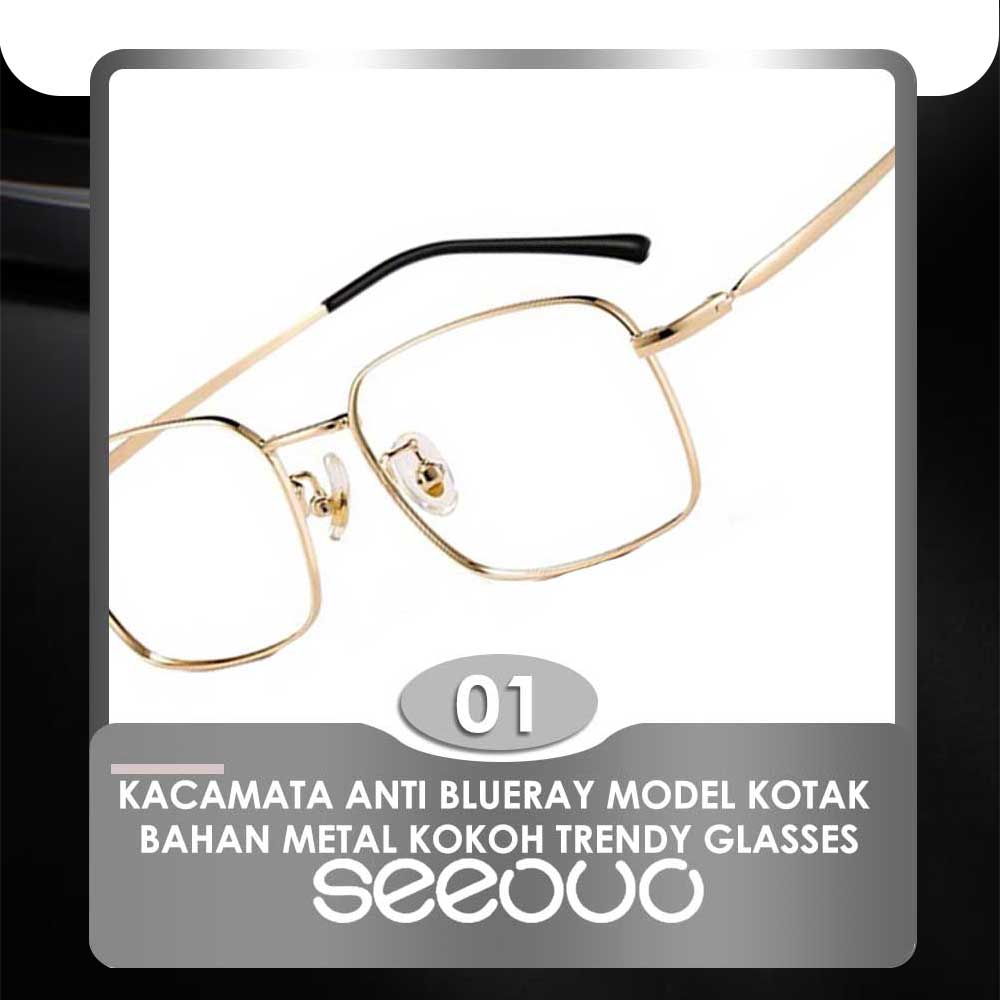 Jual Seeouo Kacamata Antiradiasi Blueray Model Kotak Business Style Bahan Metal Comfortable ...