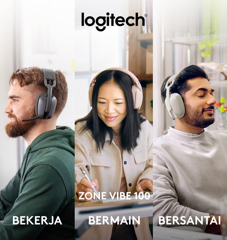 Jual Logitech Zone Vibe 100 Wireless Headphone dengan Bluetooth ...
