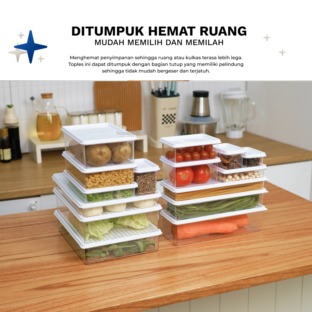 Jual Youware - Ginney SET 2 PCS Food Container / Kotak penyimpanan ...