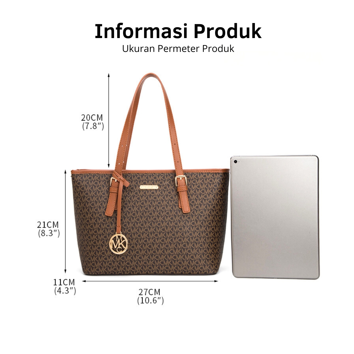 Jual MKMC Totebag Wanita Medium Tas Bahu Kulit Motif Monogram Korean ...