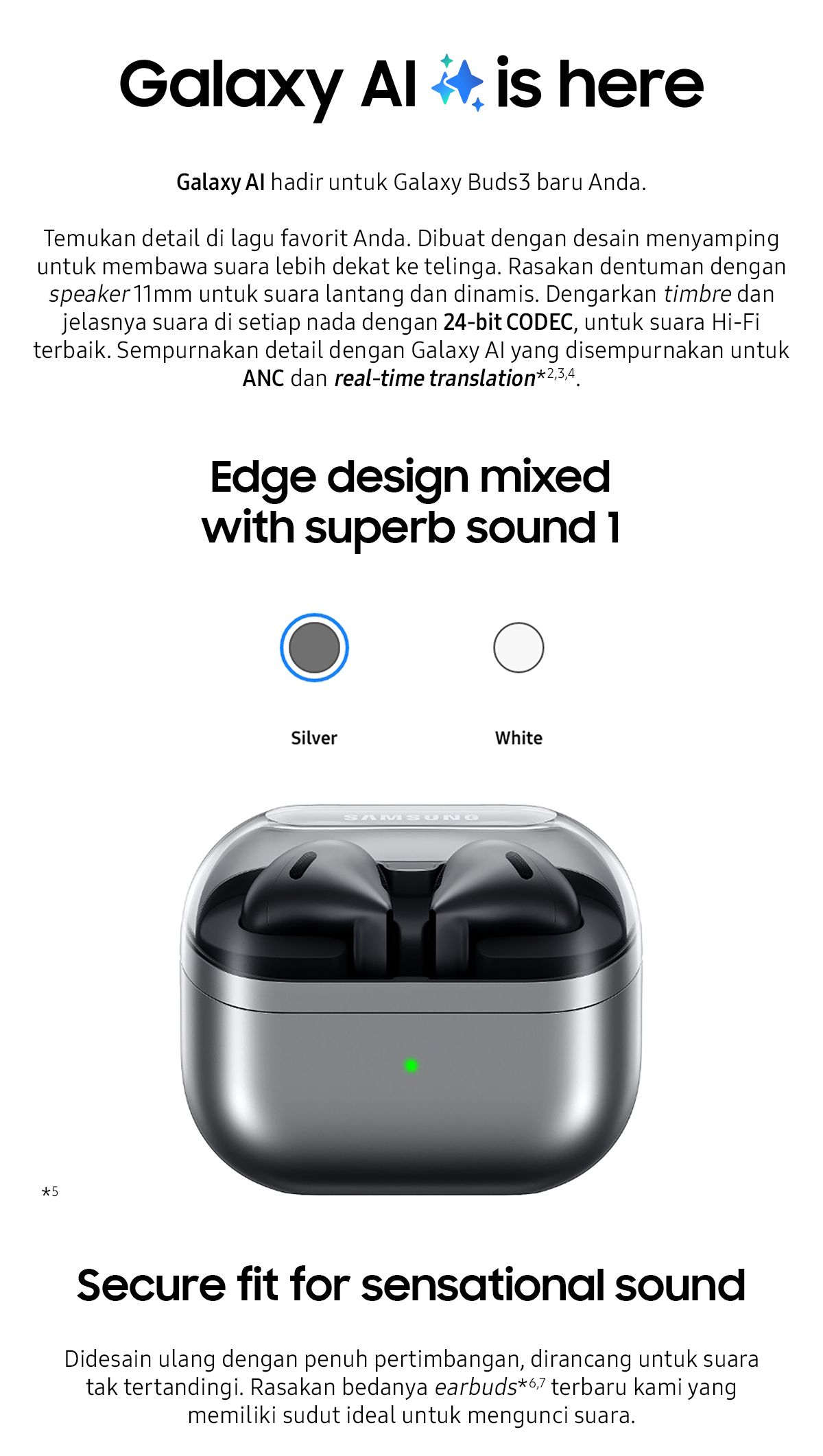 Jual Samsung Galaxy Buds3 - Silver, Bluetooth Earbuds, Adaptive Noise Control, Hi-Fi Sound, 360 ...