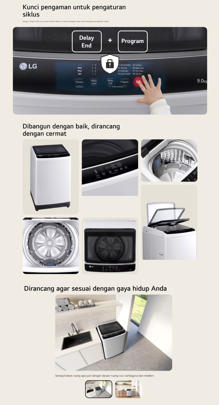 Jual LG Mesin Cuci Top Load 8kg - Pintu anti gores dan soft-closing ...