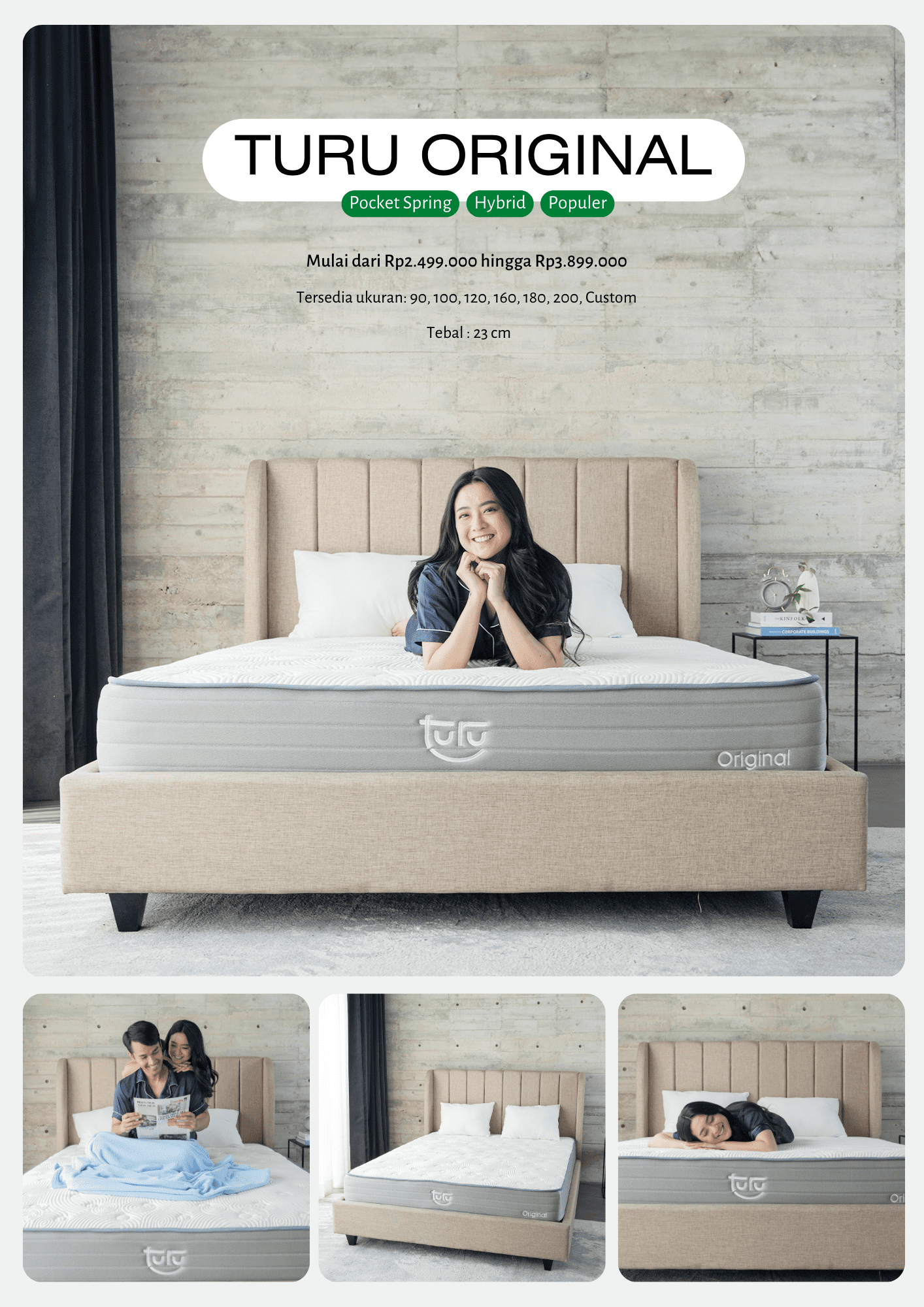 Jual Turu - Kasur Pocket Spring Bed TURU ORIGINAL ukuran 90x200 (Single ...