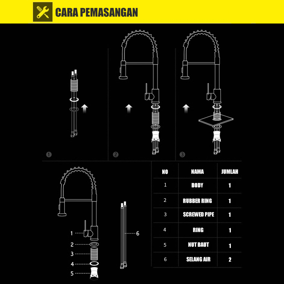 Jual ES Kran Spring Fleksibel Kran Cuci Piring Hitam Kran Cuci Piring ...