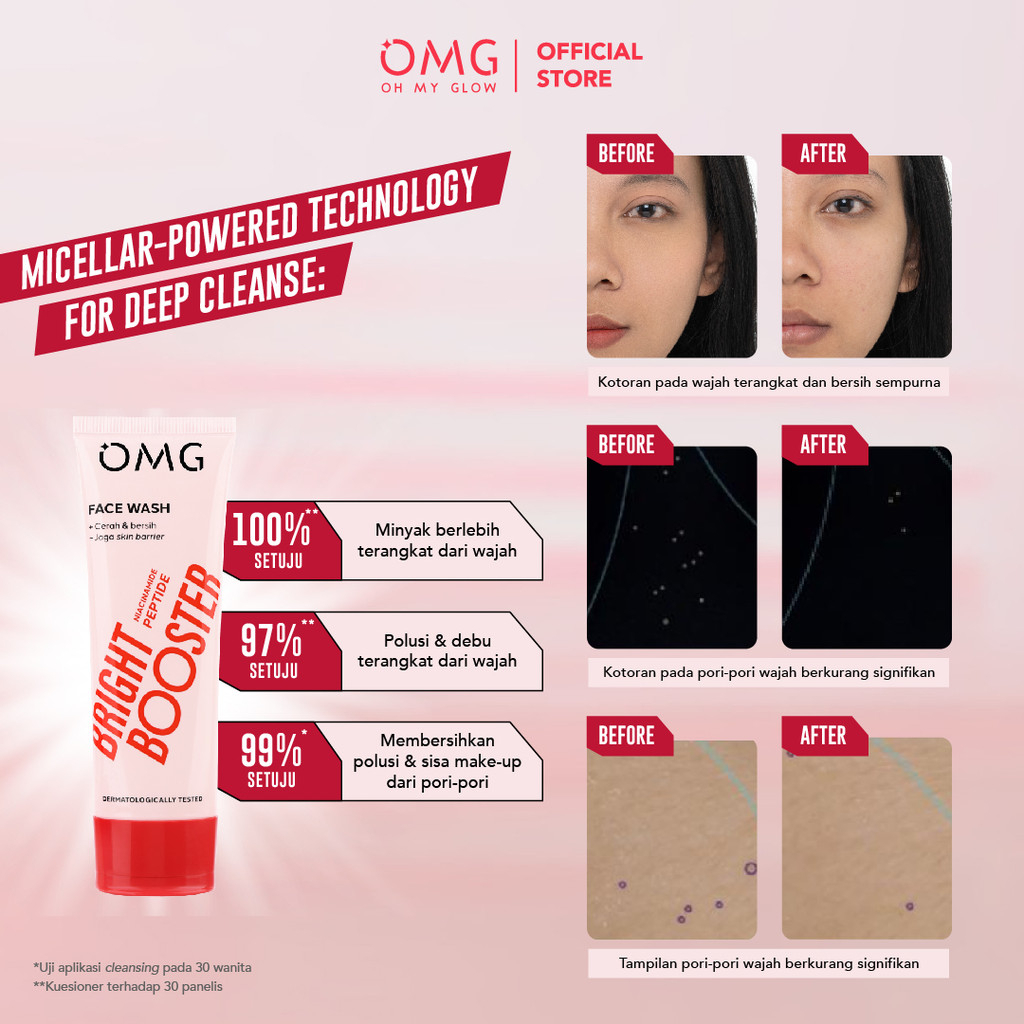 Jual OMG Oh My Glow Bright Booster Face Wash 50ml & 100ml/Pembersih ...