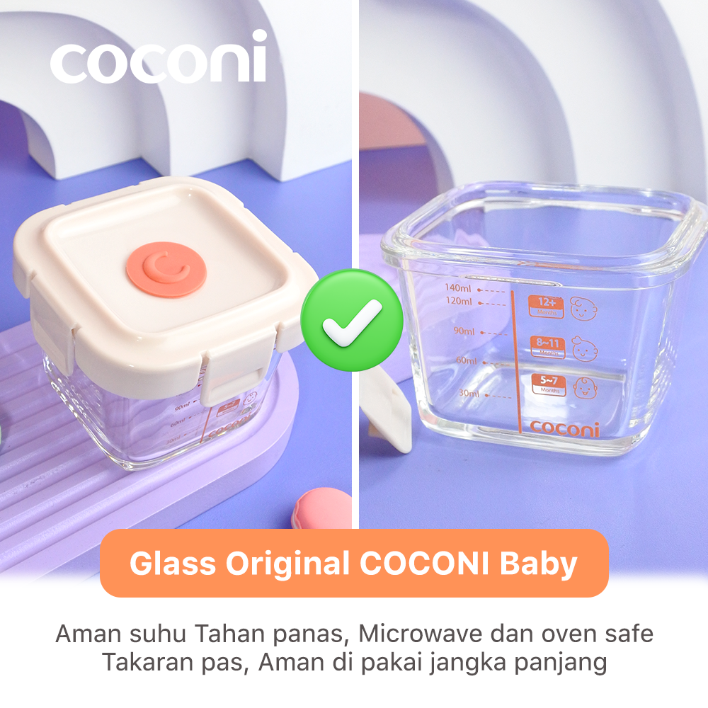 Jual COCONI Baby Food Glass Container 3 Pcs x 160ml | Wadah Penyimpanan ...
