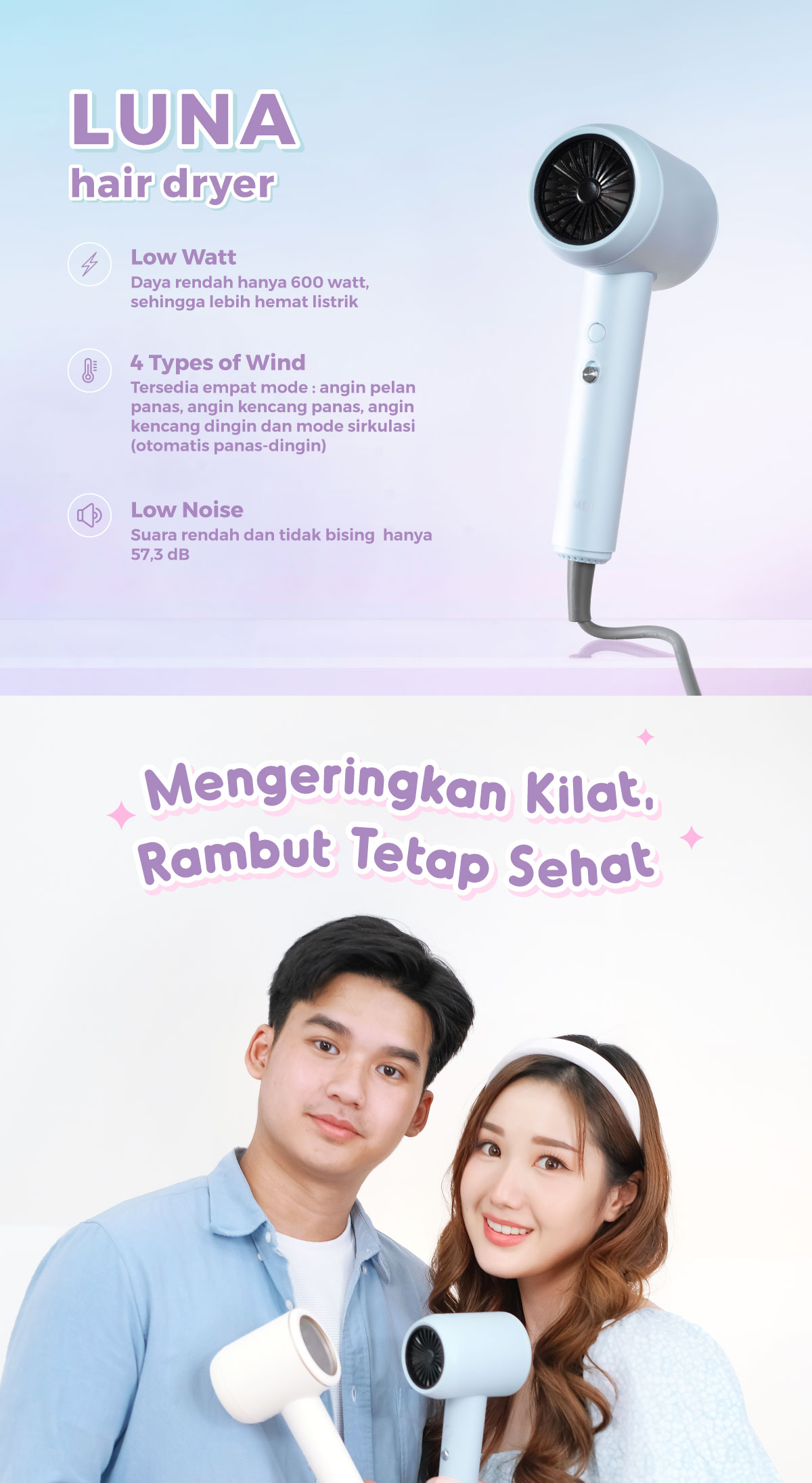 Jual NVMEE - Luna Hair Dryer Strong Wind & Low Watt | Shopee Indonesia