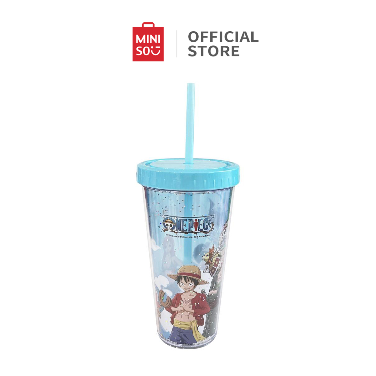 Jual MINISO X One Piece Tumbler Plastik Double Wall Classic Dengan Sedotan 420mL Warna Coklat ...