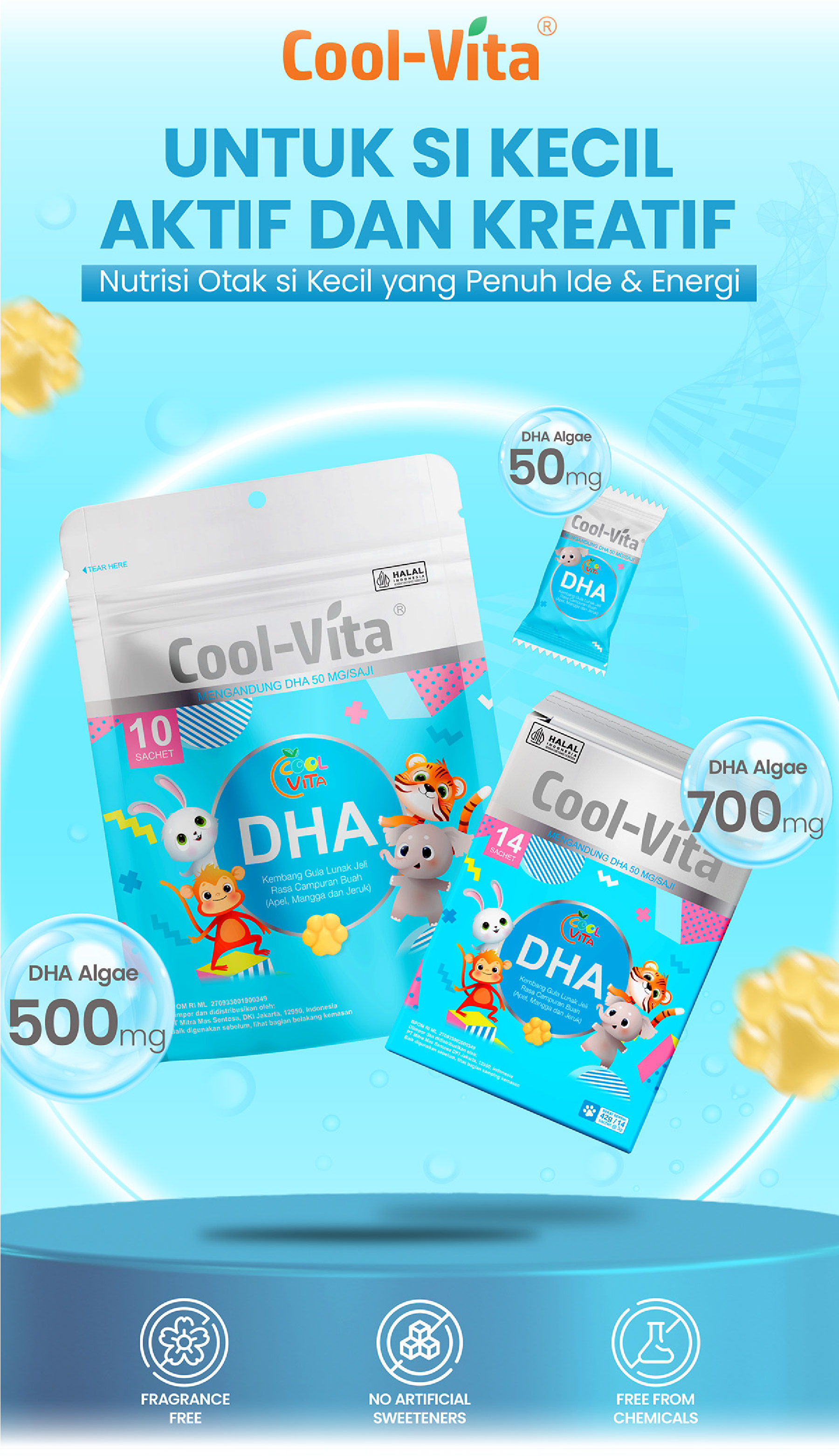 Jual 【Exclusive cece_fancyitems】 DHA Gummy 700mg untuk Anak 3 Box Isi 42 Coolvita – Vitamin Otak ...