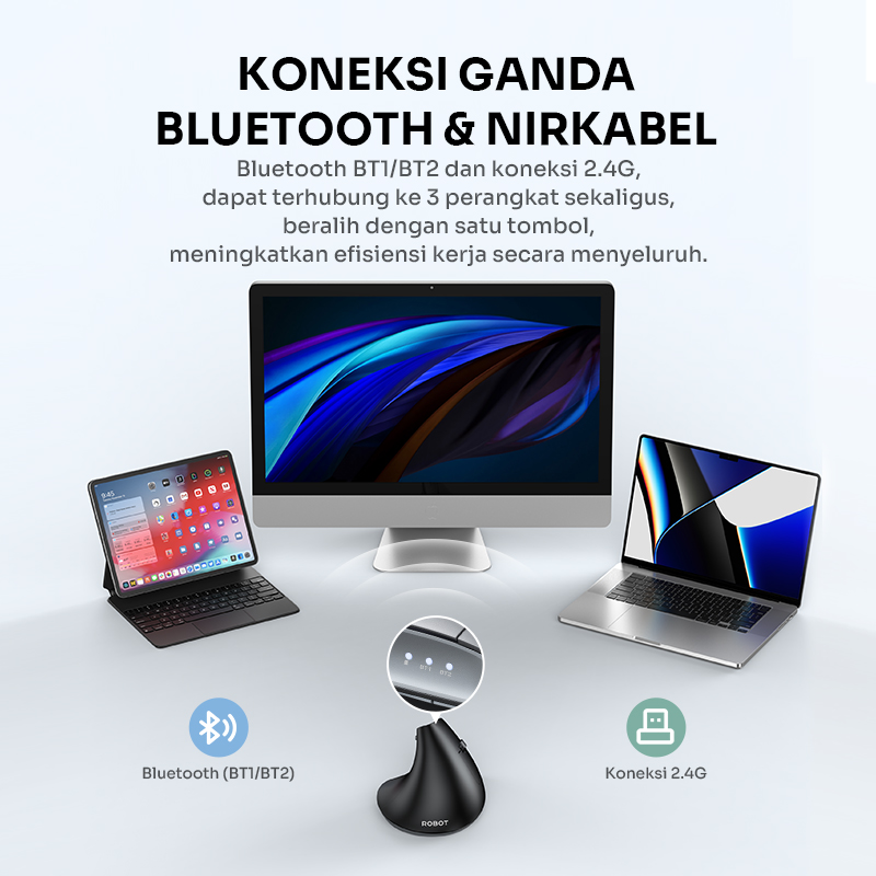 Jual ROBOT Guru Master 2 Mouse Wireless Vertikal Ergonomis Bluetooth ...