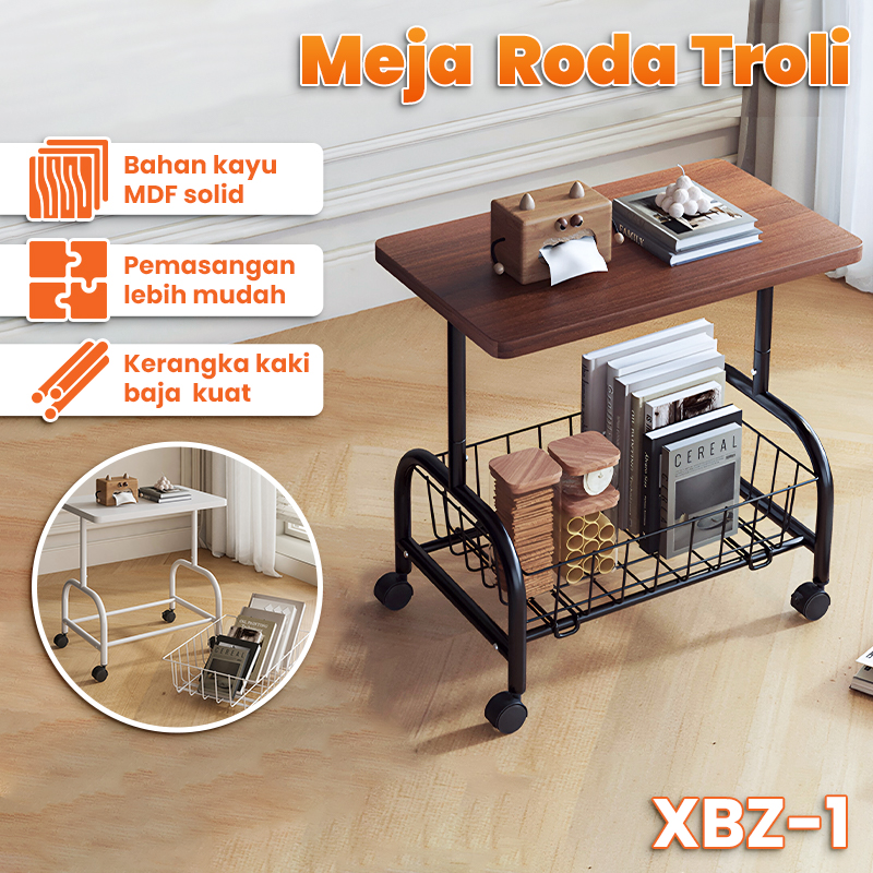 Jual Meja Roda Troli Serbaguna Meja Kayu – Rak Buku / Meja Samping Sofa ...