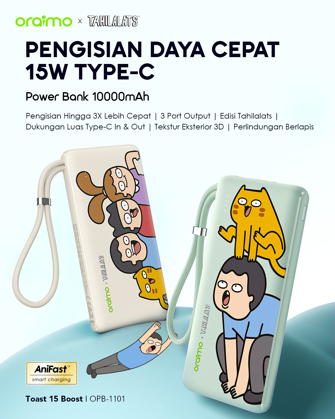 Jual oraimo x Tahilalats Powerbank Toast 15 Boost OPB-1101 Fast ...