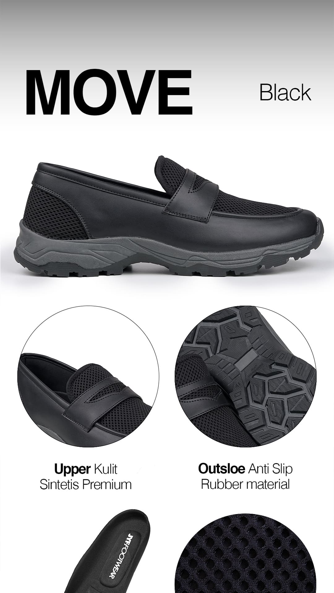 Jual JYF - Move Black Sepatu Loafers Pria Formal Kantor Kerja Kuliah ...