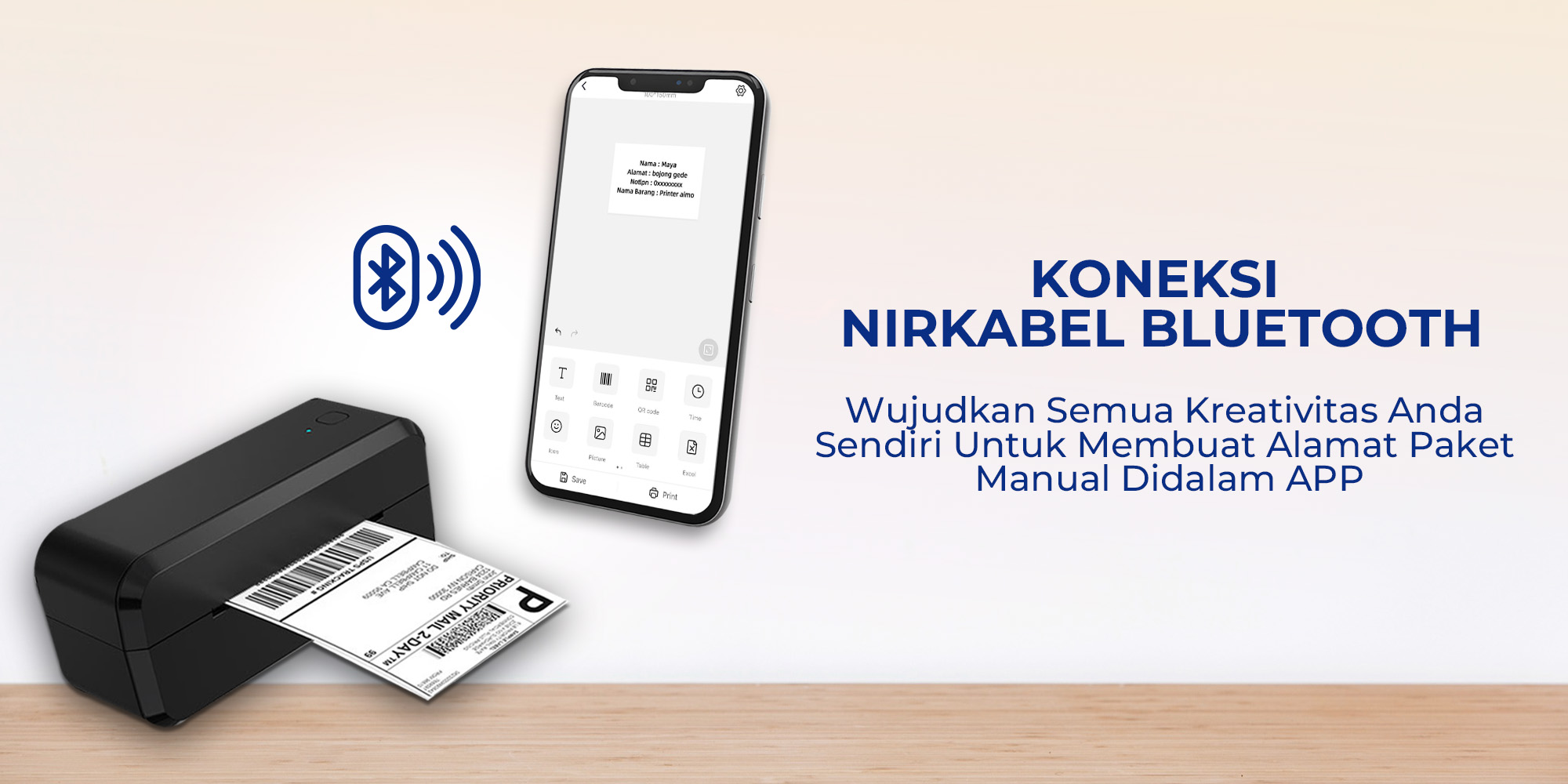 Jual AIMO AM243 Printer Thermal Bluetooth Printer Resi A6 Sticker ...