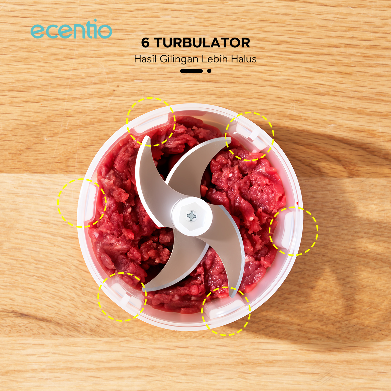 Jual ecentio Mini Food Processor 350ML Mini Chopper 6 Pisau Portable ...