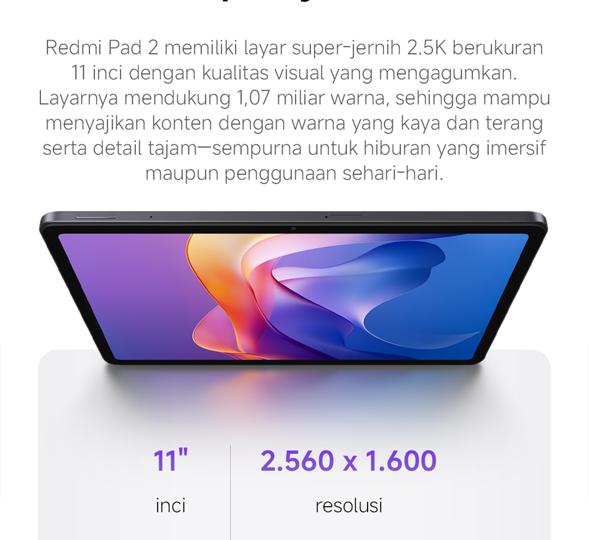 Jual Xiaomi Redmi Pad 2 (4/128G) | 11" 2.5 Layar Super-jernih | Baterai jumbo 9000mAh (typ ...