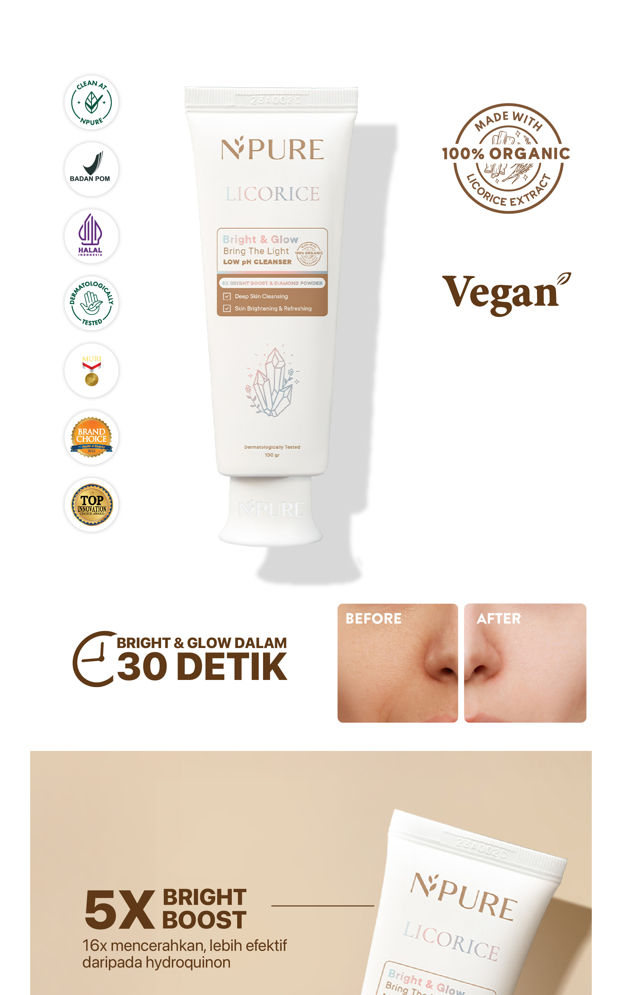 Jual NPURE Cleanser Licorice / Bring The Light / Sabun Pembersih Muka ...