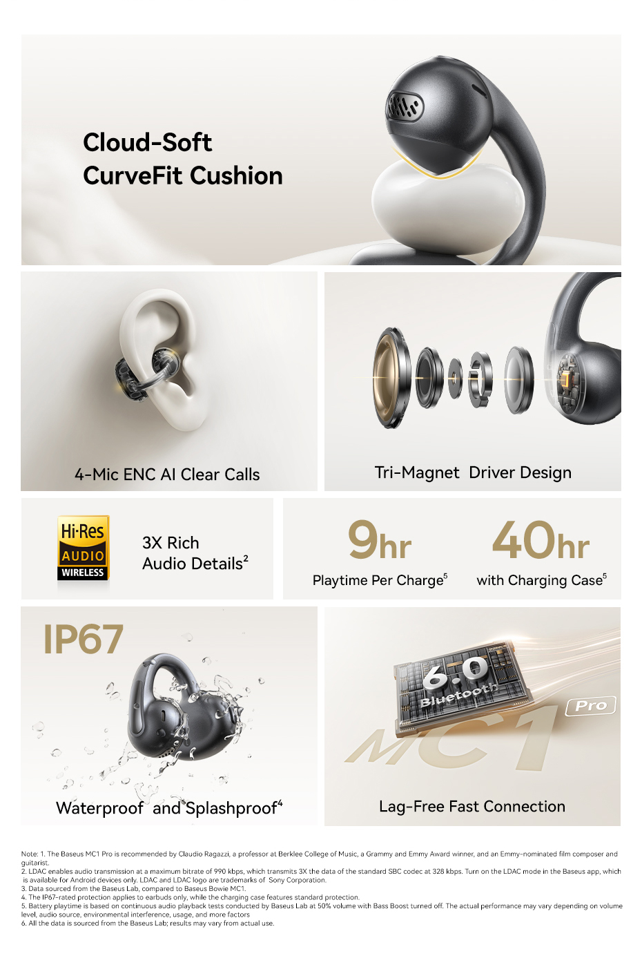 Jual Baseus Bowie MC1 Pro Open Ear TWS Hi-Res LDAC Earbuds Sport Work ...
